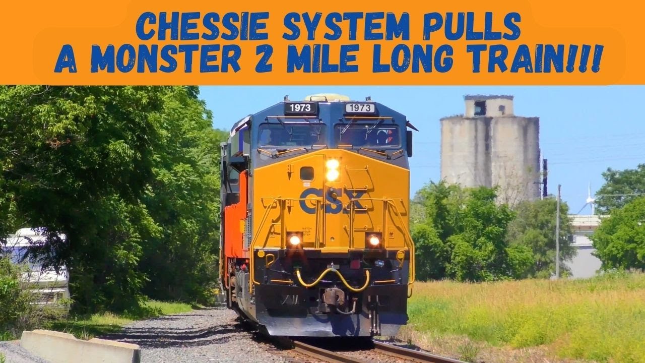 The CHESSIE leads a 2 mile long train out of the yard!!! A HUGE ...