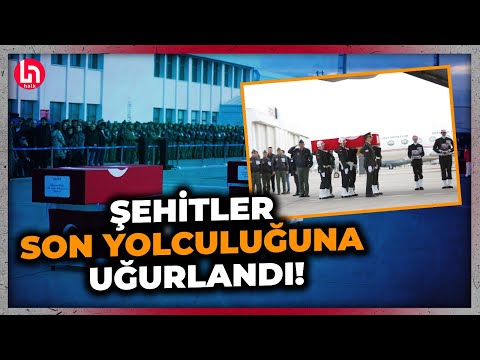 Şehitlere son görev! Askeri helikopterin düşmesi sonucu şehit olan 6 asker için tören düzenlendi!