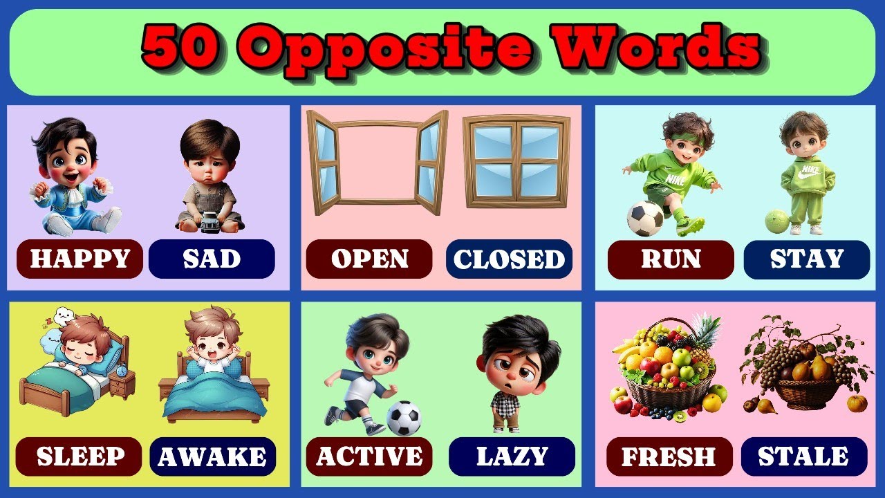 Learn Opposites Words| Antonyms for kids| Educational Video for ...