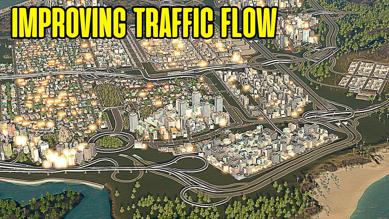 Improving Traffic flow in 4 Way intersection - Cities Skylines - YouTube
