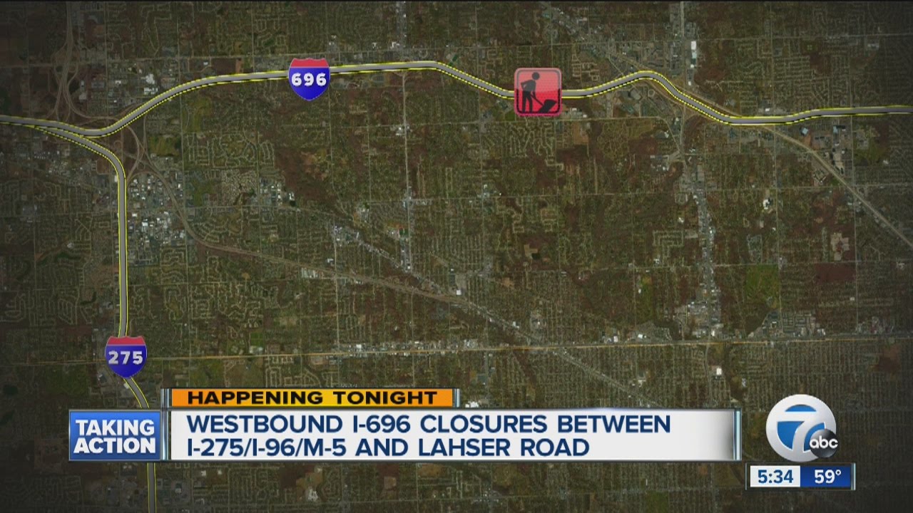Nightly lane closures begin Monday on I-696 between Middlebelt, I-96/I ...