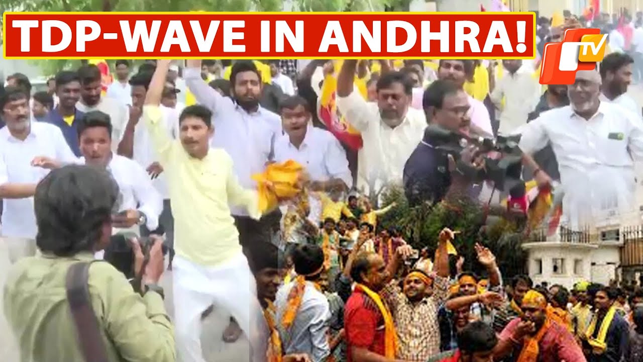 TDP Workers Celebrate Outside Party HQ In Amravati As Party Heads ...