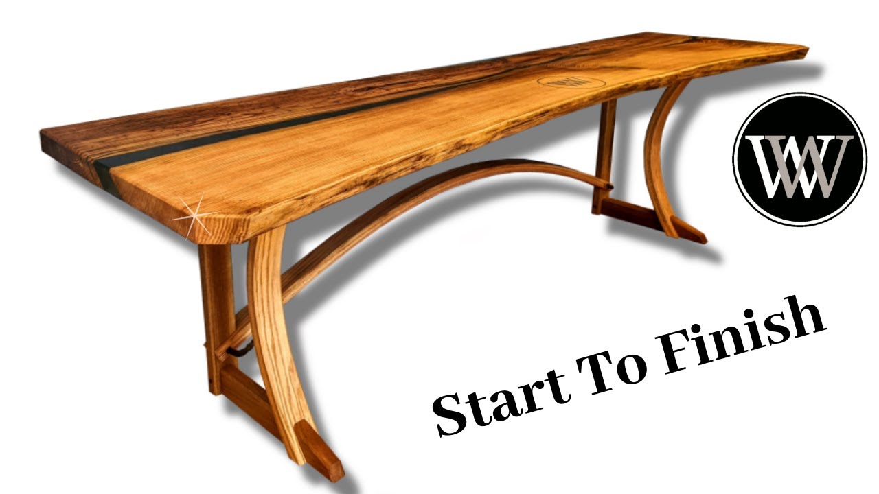Live Edge Slab Top Desk Build - YouTube