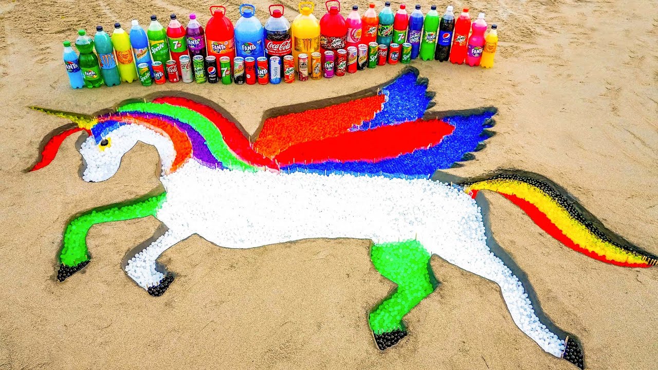 How to make Rainbow Flying Unicorn with Orbeez, Fanta, Mirinda, Coca ...