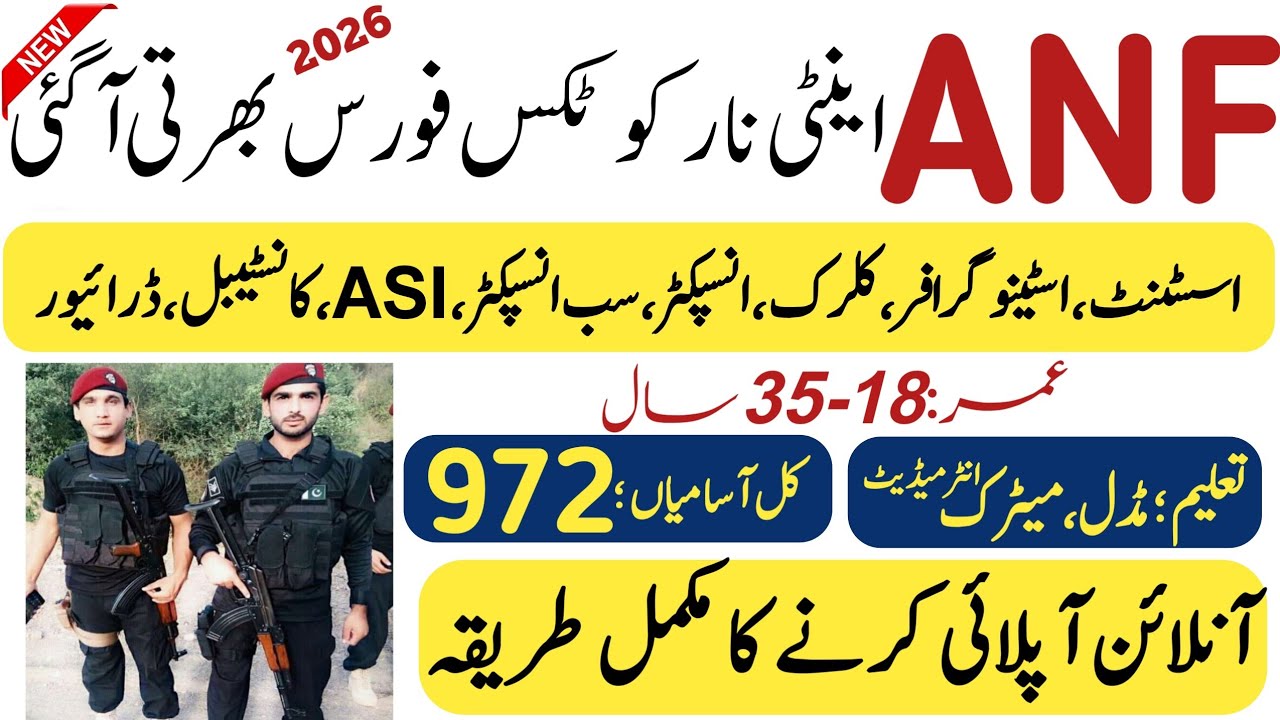 ANF new jobs 2026|how Apply online ANF jobs 2026|anti narcotics force ...