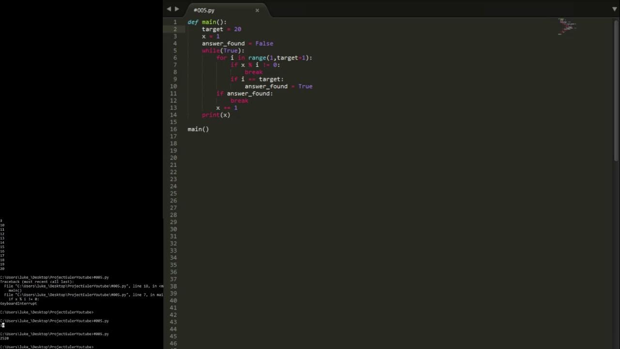 Python Beginner tutorial series using project Euler #5 - Smallest Multiple - YouTube