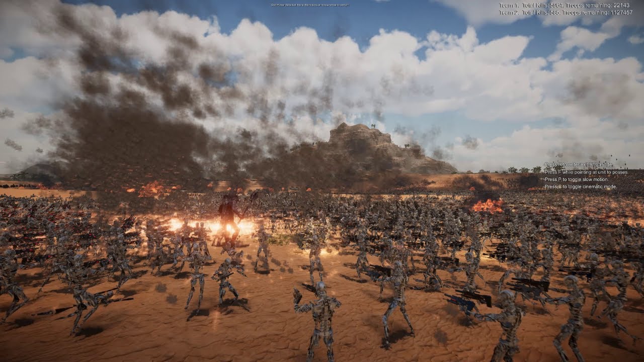 1.5 Million Sauron Army VS T-800 T45 Sherman Tanks Stationary Artillery ...