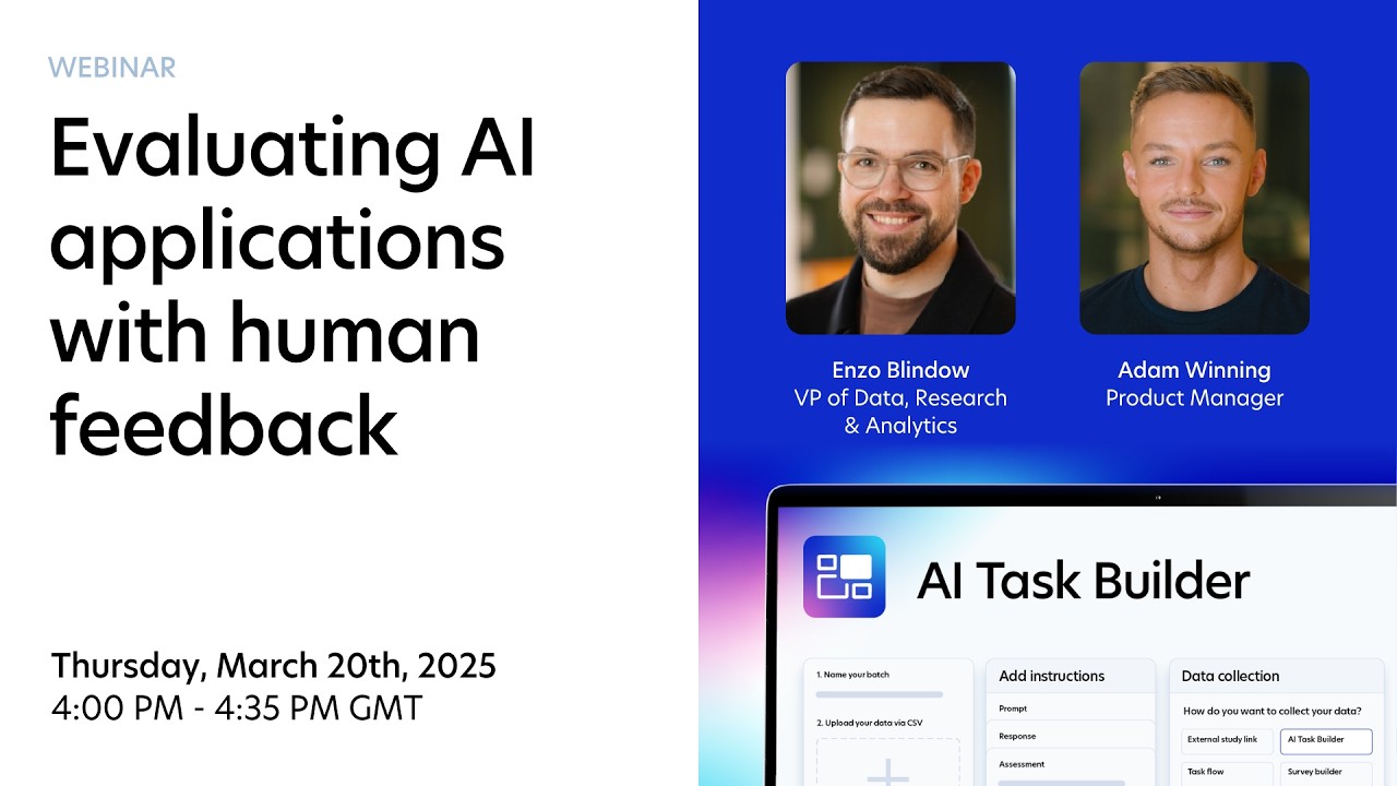 Evaluating AI Applications with Human Feedback | Webinar & AI Task Builder Demo | Prolific - YouTube