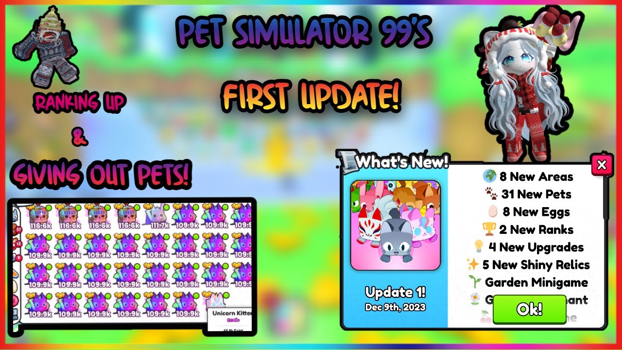 🔴PET SIMULATOR 99'S FIRST UPDATE! Grinding & GIVING AWAY OP PETS ...