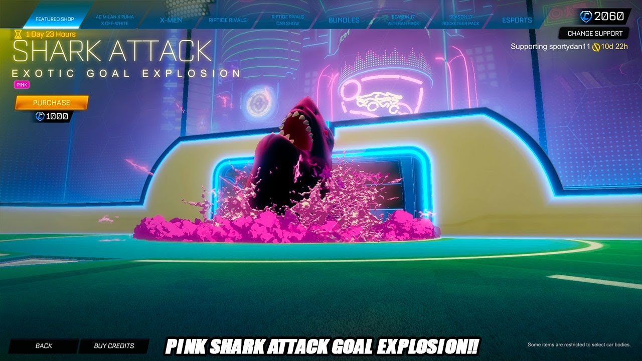 *NEW* Pink Shark Attack Exotic Goal Explosion In The Rocket League Item ...