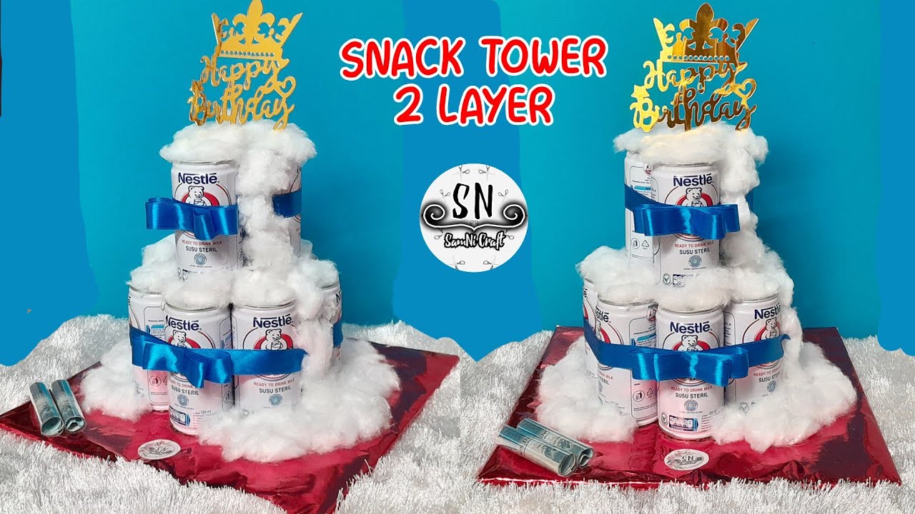 DIY Snack Tower || Snack Tower dari Susu Beruang | Buket Susu Beruang ...