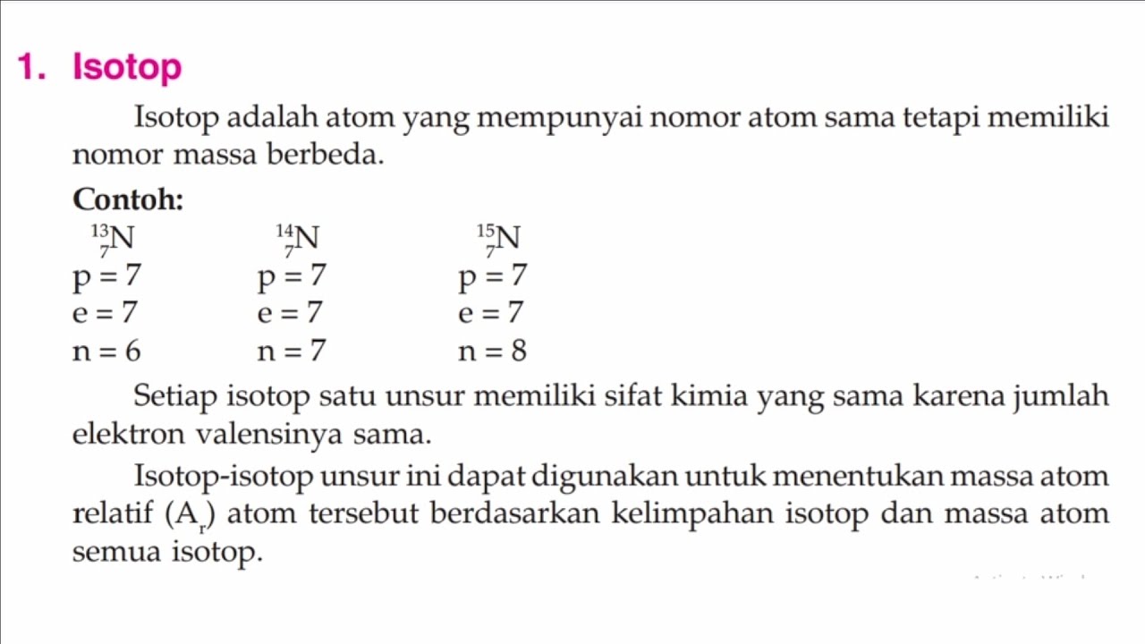 Pengertian tentang ISOTOP dan Contoh Unsur-Unsurnya - YouTube