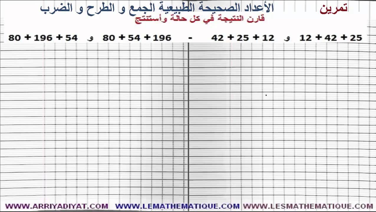 الرياضيات السادسة إبتدائي الأعداد الصحيحة الطبيعية الجمع و الطرح و