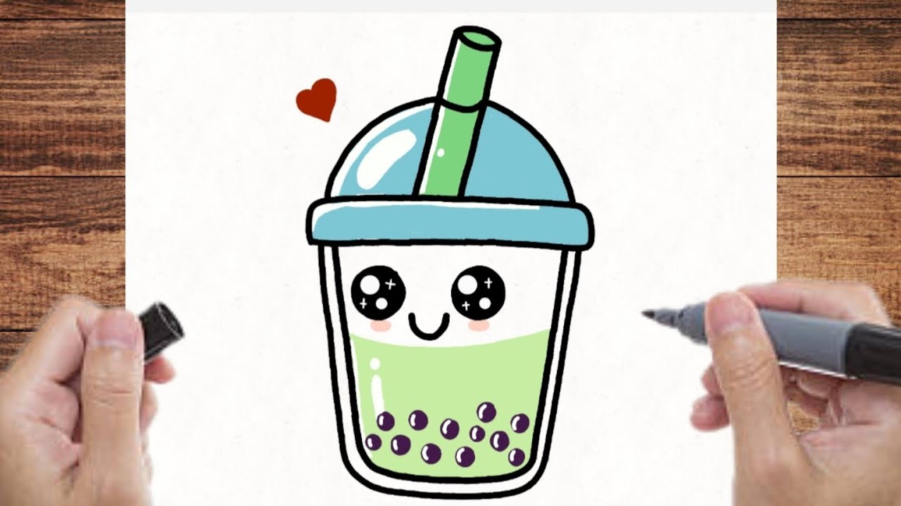 How To Draw A Cute Bobble Tea/easy drawing for kids - YouTube