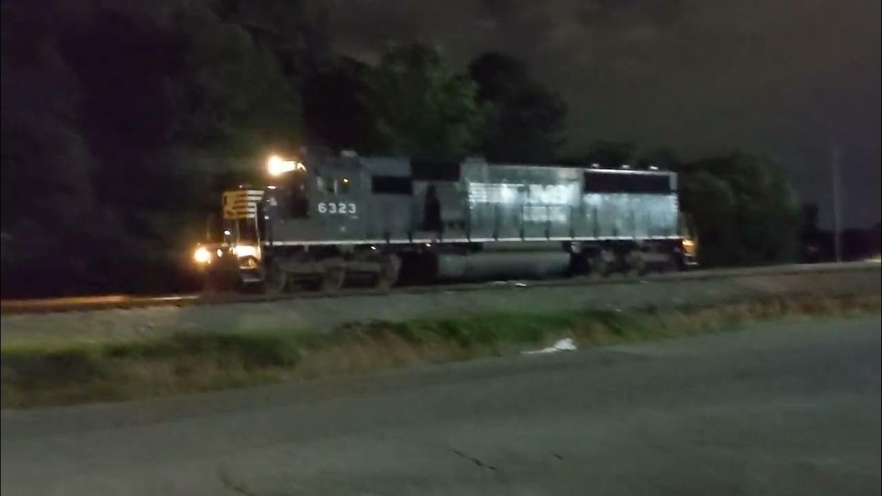 NS LOCAL P-73 LEAD BY EMD SD40E 6323. GOING TO AND COMING FROM GREENVILLE. LIGHT! AT EDWARDS RD ...