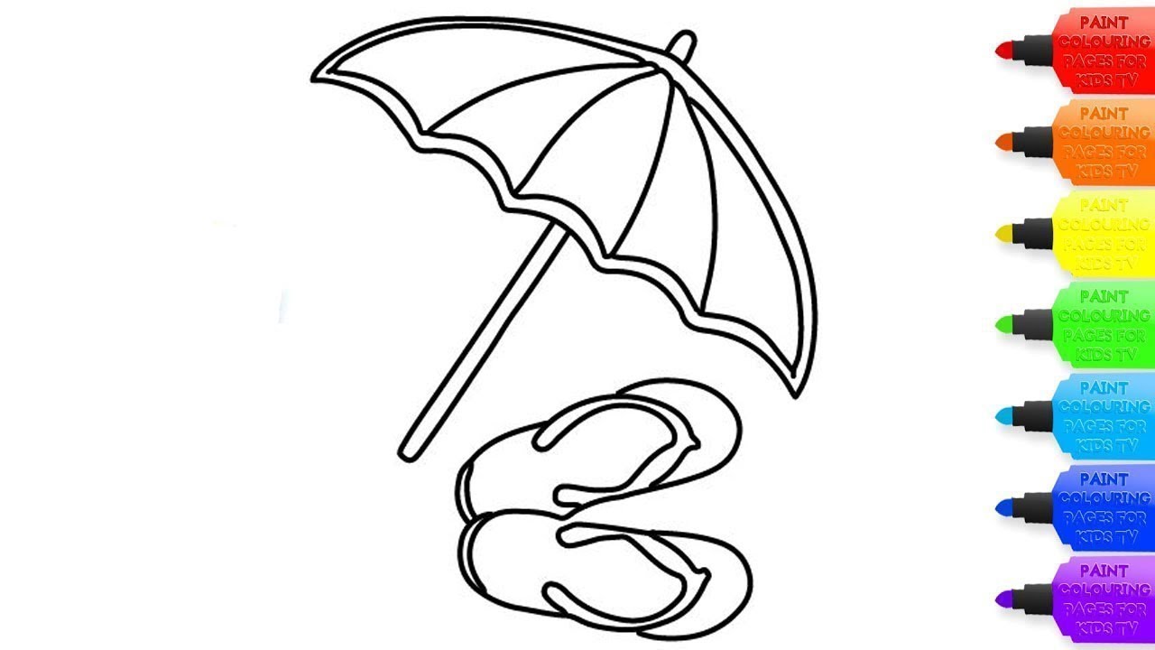How to draw a Parasol for kids – Parasol coloring page for kids ...
