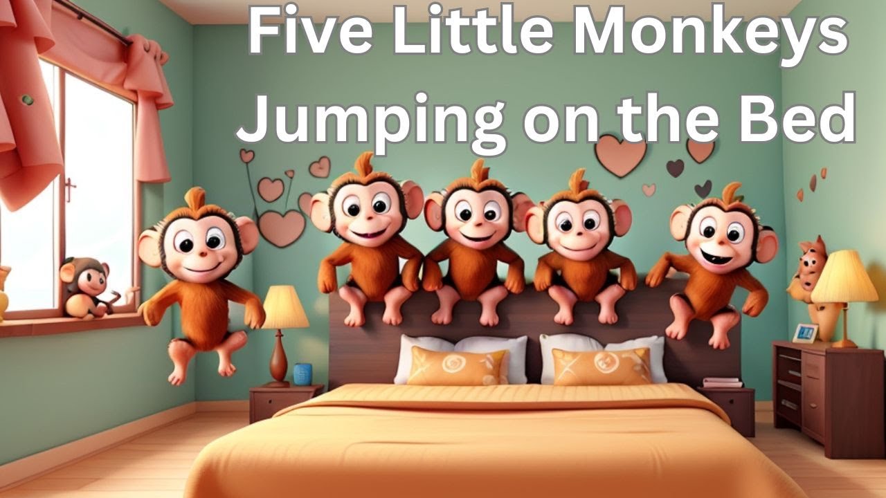 Five Little Monkeys Jumping on the Bed | Animated Nursery Rhyme Story ...