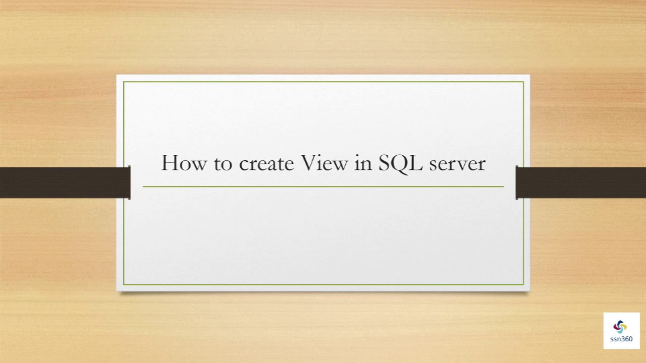 How To Create View In Sql Server Youtube
