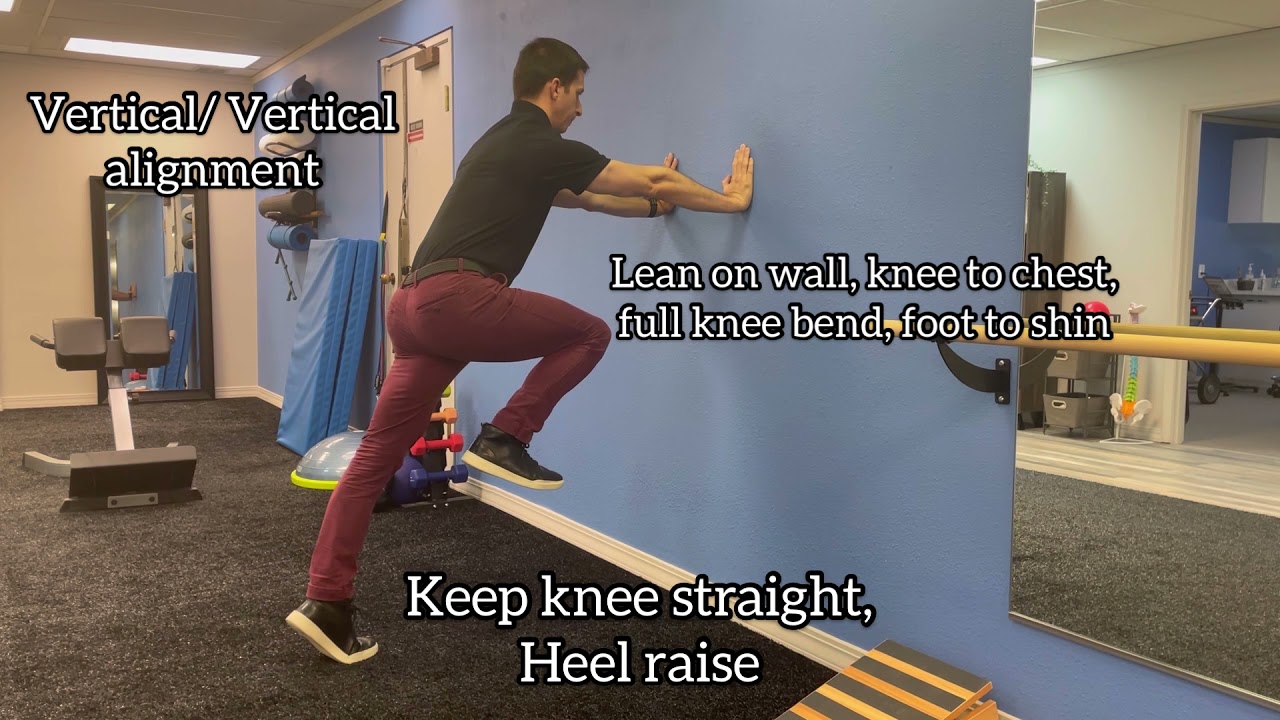 Wall Lean High Step (with heel raise) - YouTube