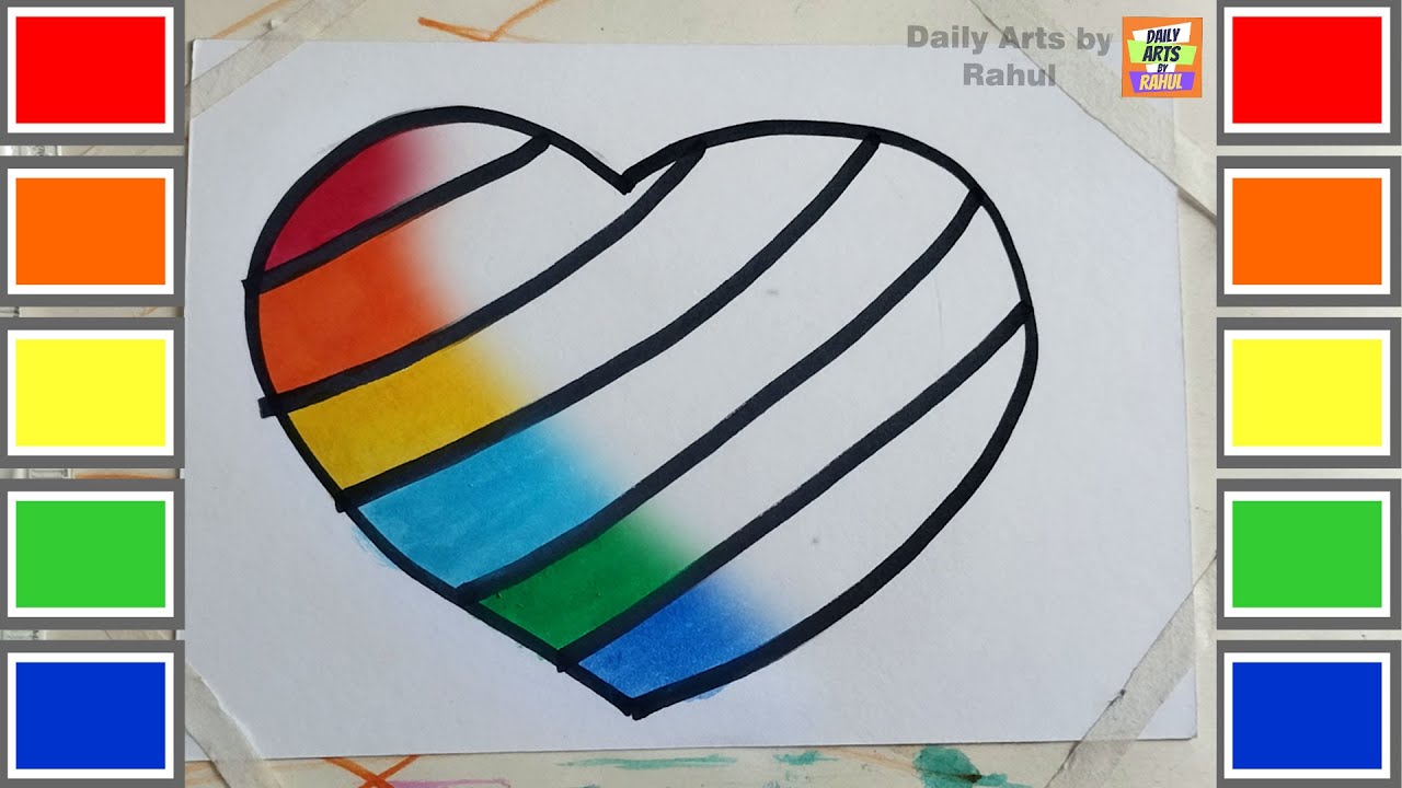 Rainbow Heart Drawing, Painting and Coloring Book for Kids and Toddlers ...
