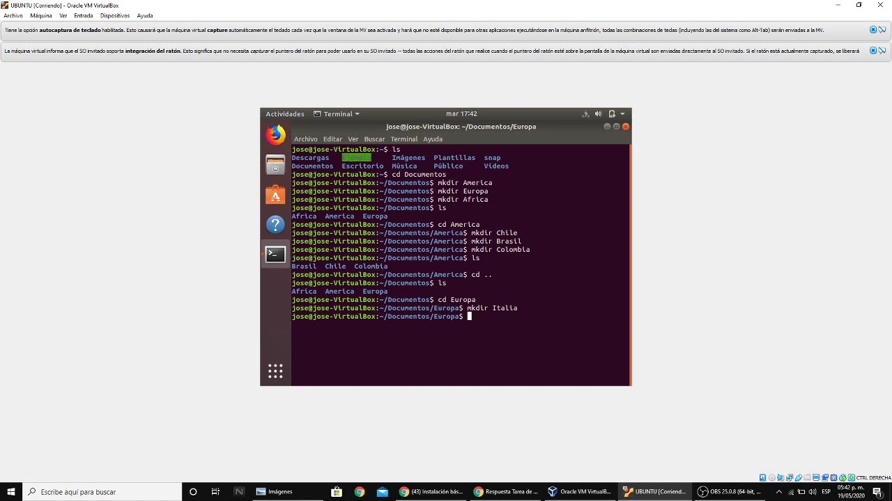 Ubuntu practica 7 Comandos basicos carpetas - YouTube
