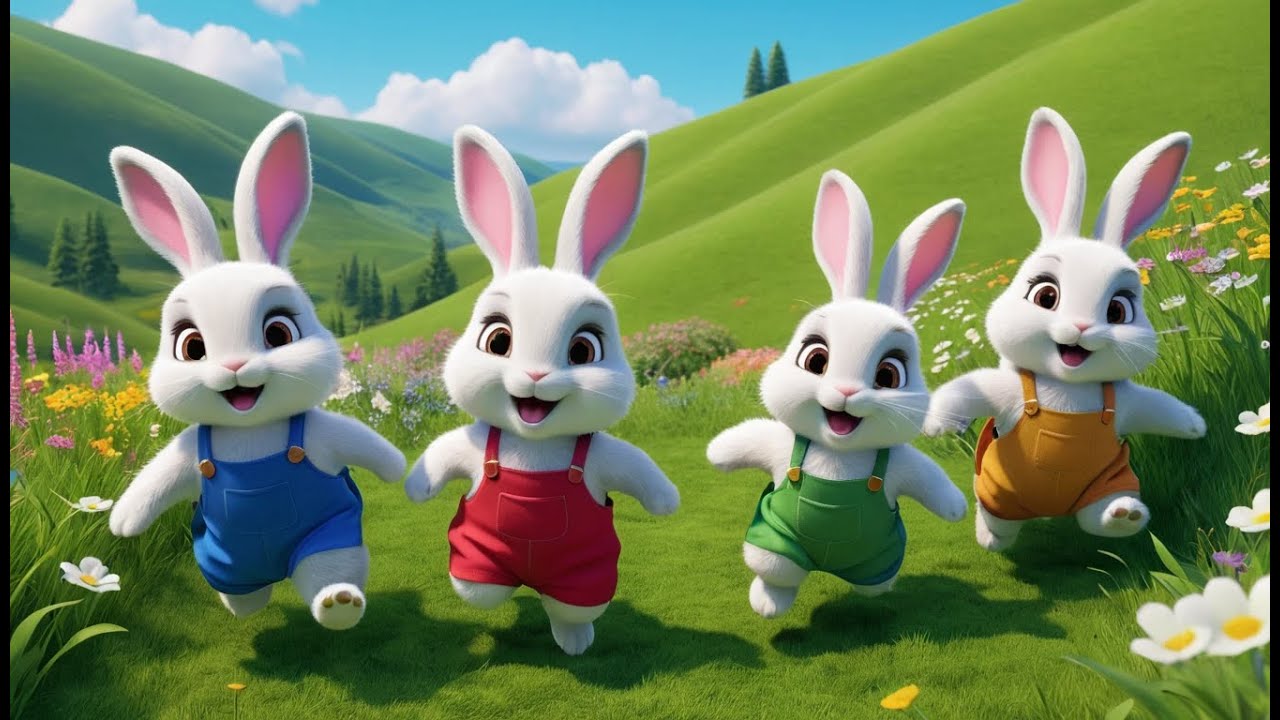 Five Little Bunnies Jumping on the Ground | Fun Bunny Rhyme for Kids ...