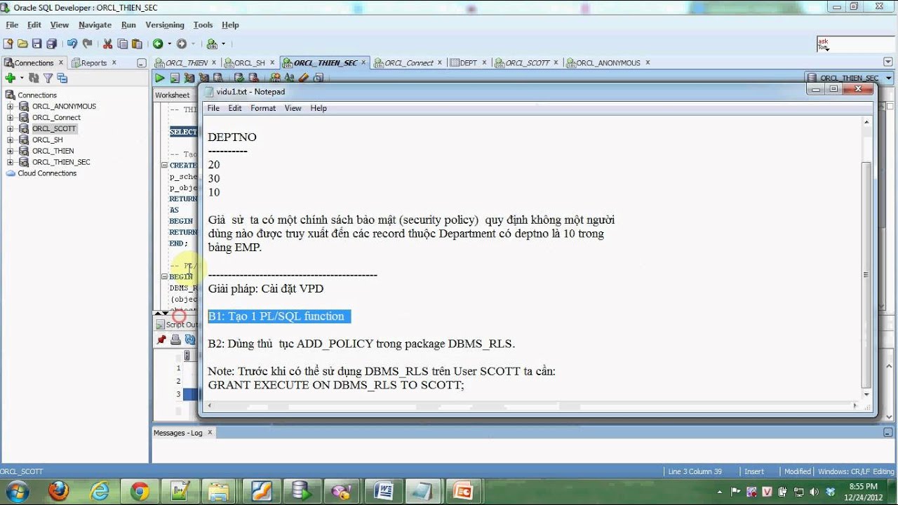 Cài đặt Oracle VPD bằng DBMS_RLS package - YouTube