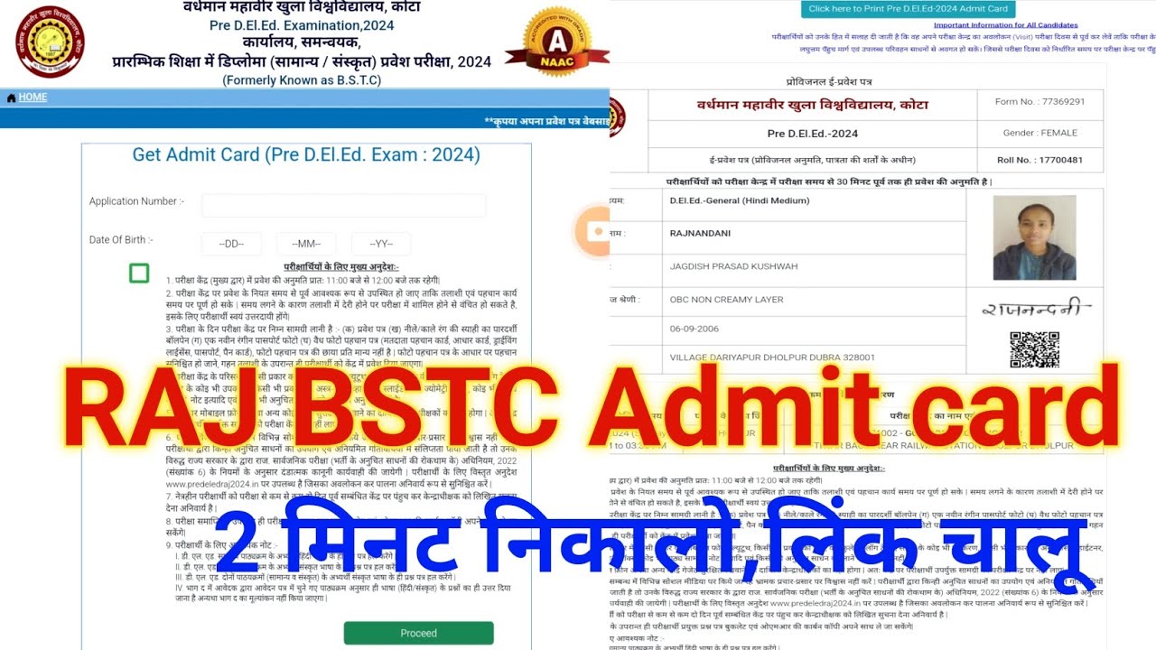 Bstc admit card 2024/Bstc admit card 2024 kaise dekhe/Rajasthan Bstc ...
