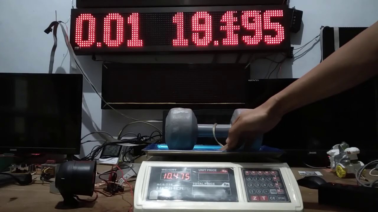 Timbangan duduk dan timer counter down p10 3 panel 16x96 - YouTube