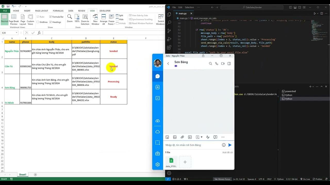 [Tool] Tự động gởi bảng lương nhân viên từ file excel qua Zalo | Laptrinhvb.net - YouTube