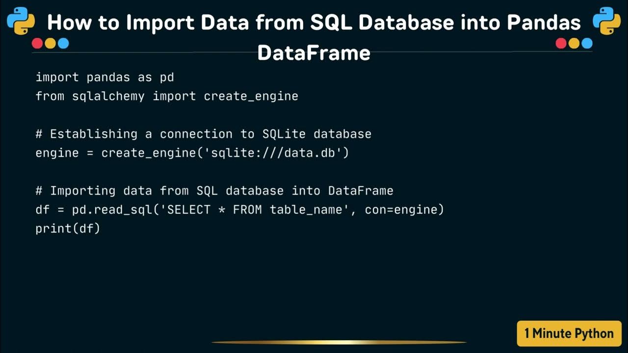 How to Import Data from SQL Database into Pandas DataFrame - YouTube