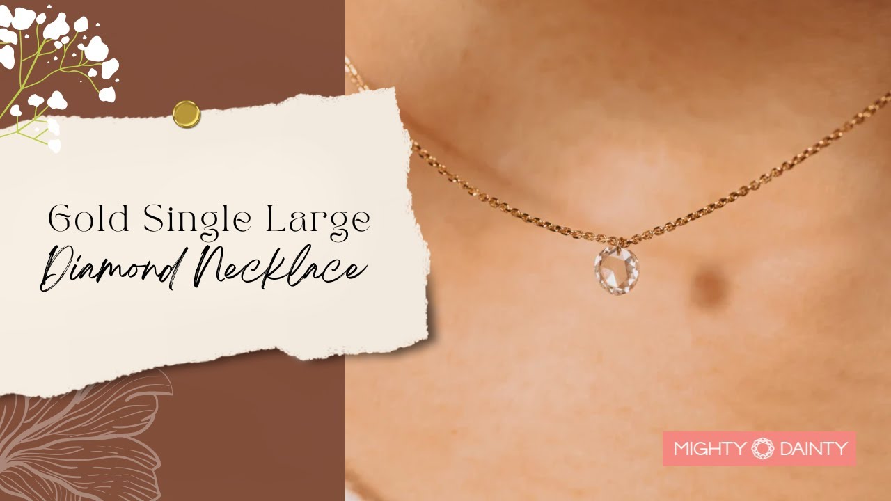 Gold Single Large Diamond Necklace: One Diamond to Rule Them All - YouTube