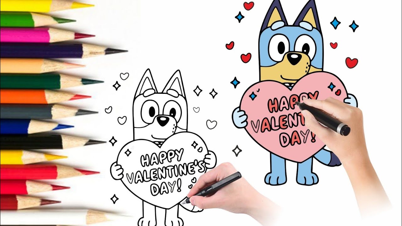 How to Draw Bluey for Valentine's Day | Easy Step-by-Step Tutorial # ...