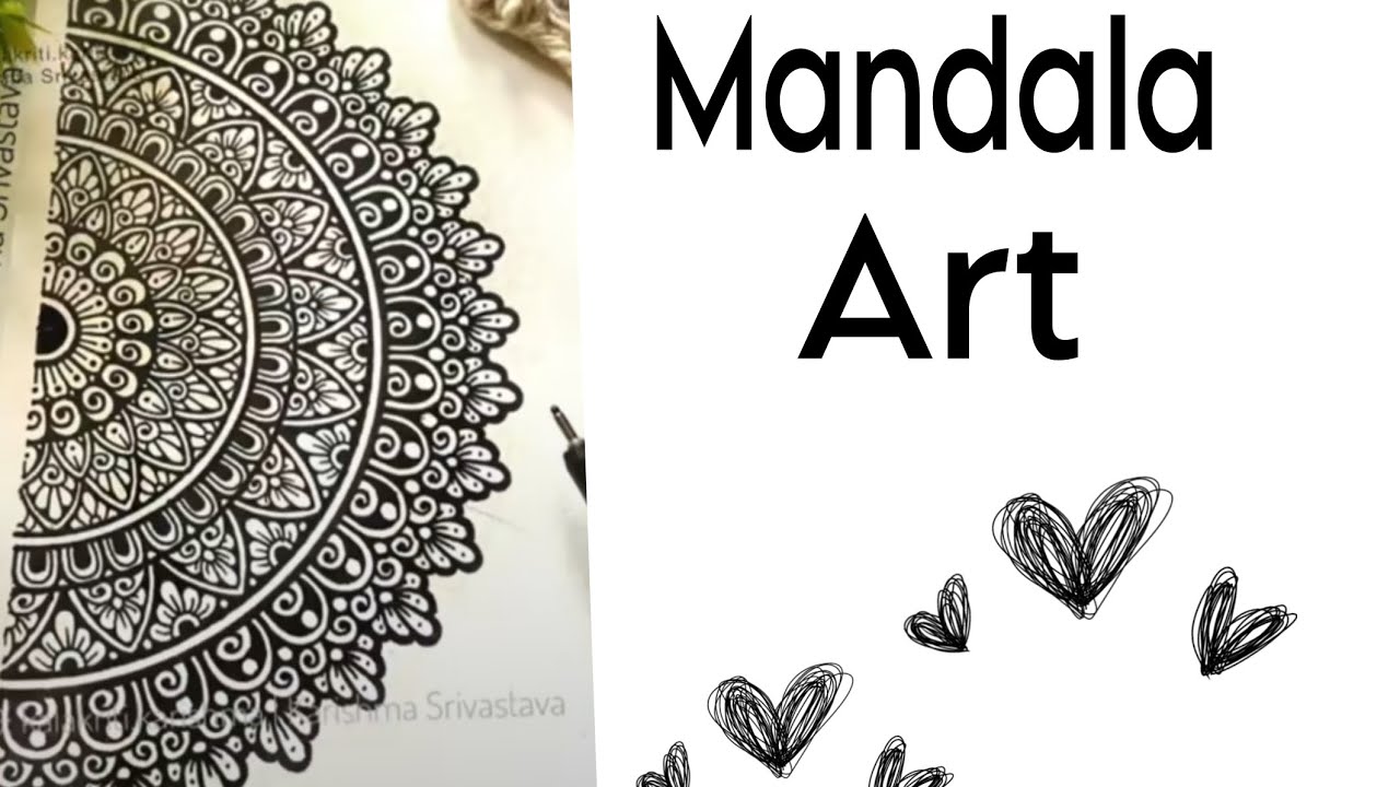 Half Mandala Art design 🖤 | Easy Mandala art | Queen naz 2335 - YouTube