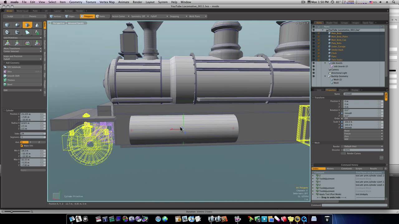 Modo 401 3D Modeling Tutorial: The Locomotive Part 9 - YouTube