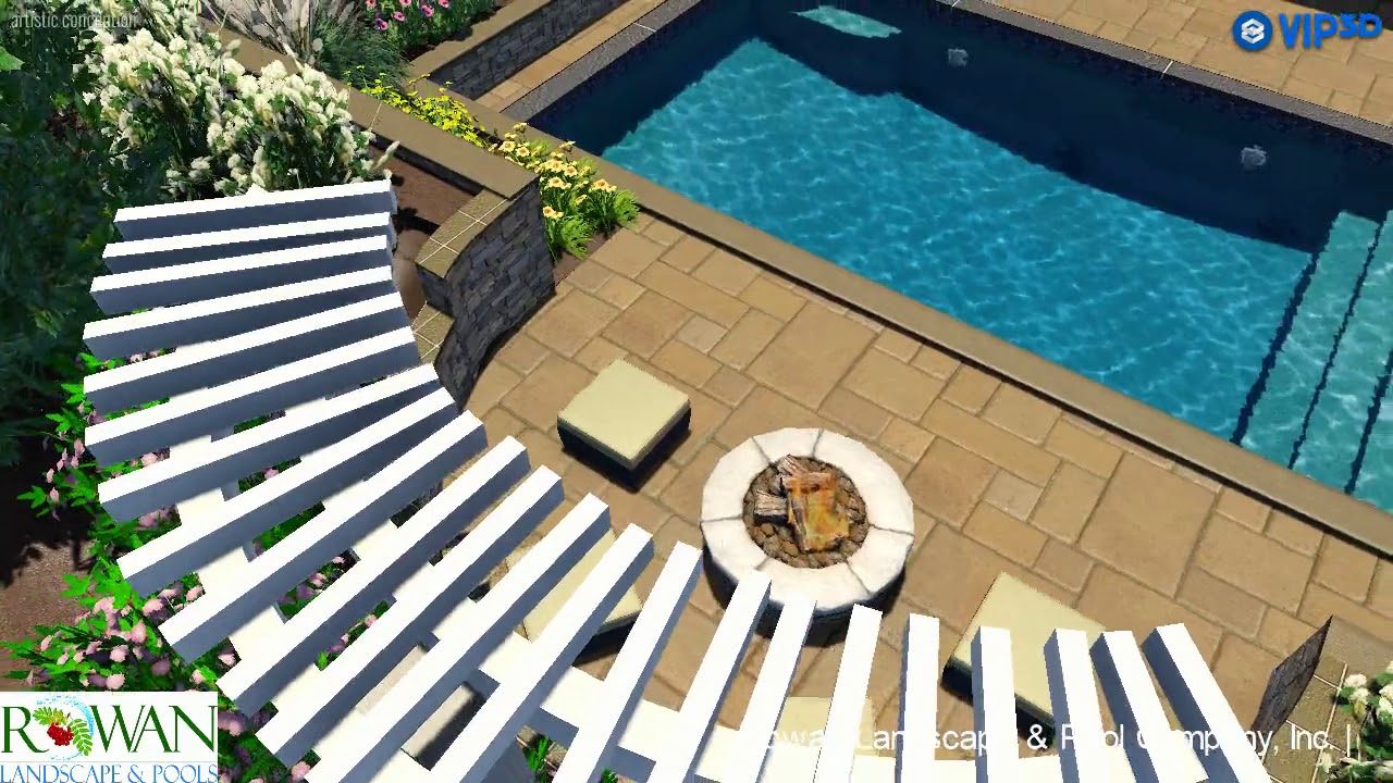 Small Backyard with Pool and Fire Pit - YouTube