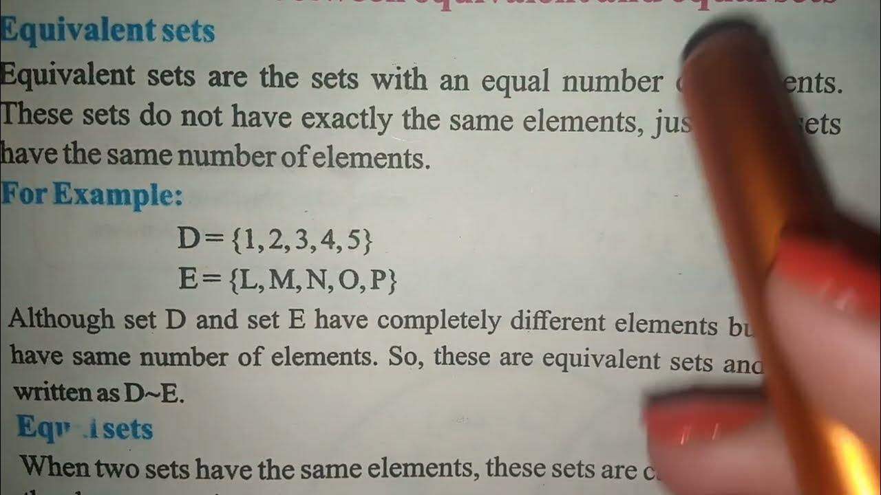 Equivalent Sets definition and examples class 8, Equivalent Sets in (Hindi/Urdu) - YouTube