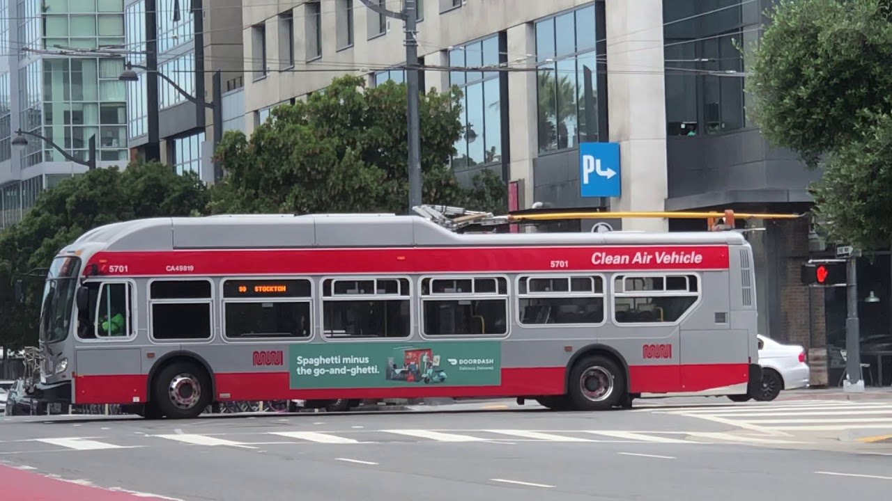 Muni 2018 New Flyer XT40 5701 on route 30 Stockton. - YouTube