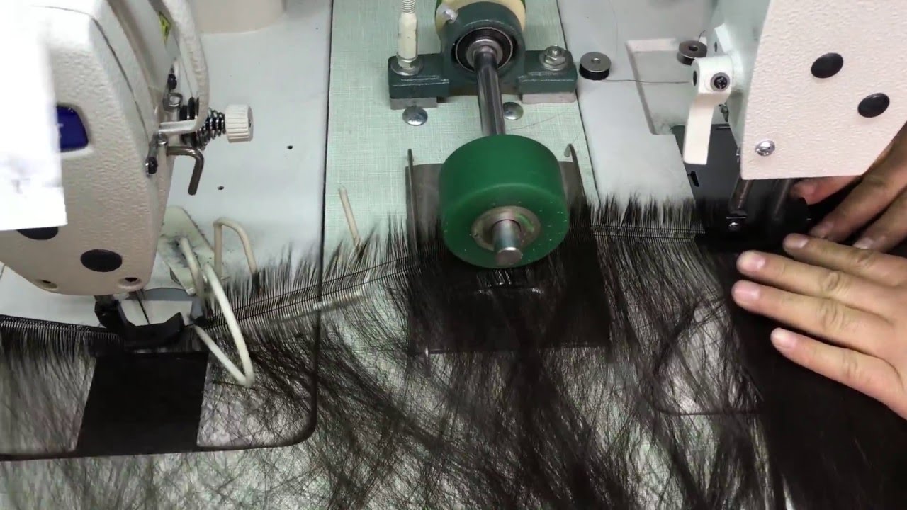 4 HEAD HUMAN HAIR WEFTING MACHINE - YouTube