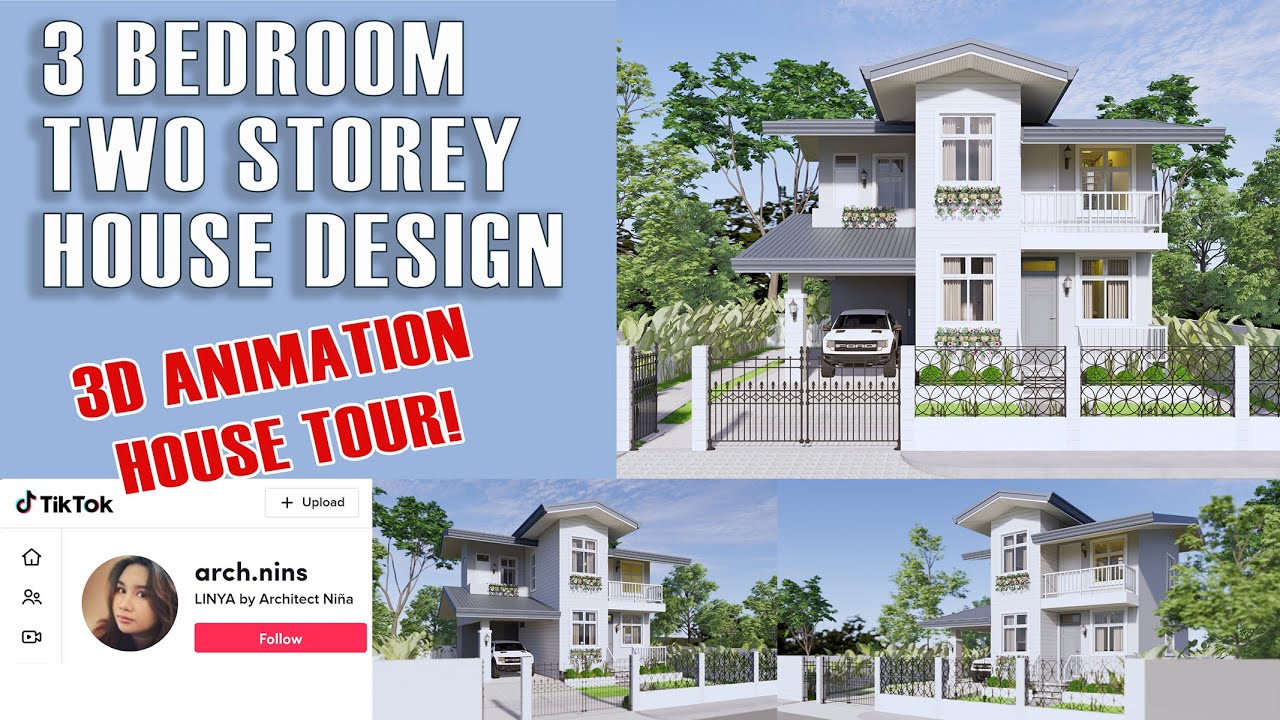 SIMPLE 3 BEDROOM - TWO STOREY SMALL HOUSE DESIGN | Architect Nins - YouTube
