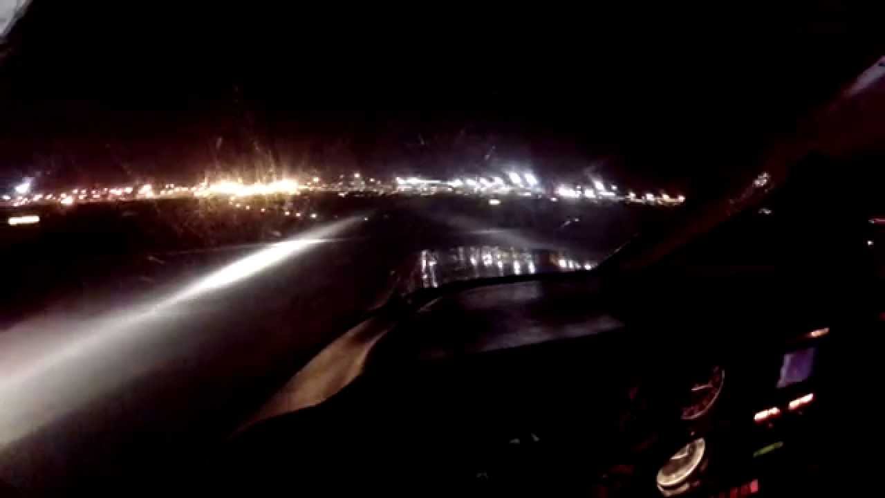 Flight into New York Kennedy JFK airport on Piper Cherokee at night ...