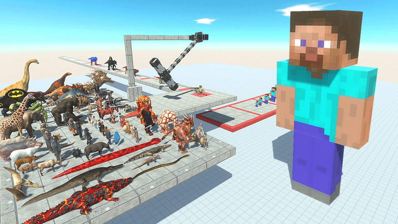 Giant Hammer Trap - MINECRAFT STEVE vs Dinosaurs - Animal Revolt Battle ...