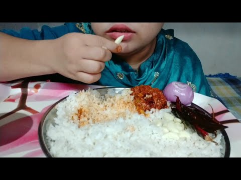 Eating Spicy🌶Mango Pickle & Rice, Fried Dry Chili, Garlic, onion, Mango ...