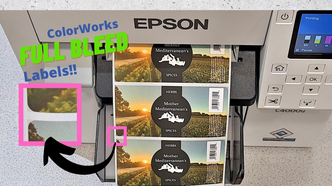 EPSON C4000 Full Bleed LABELS! Printing circles and rectangles - YouTube