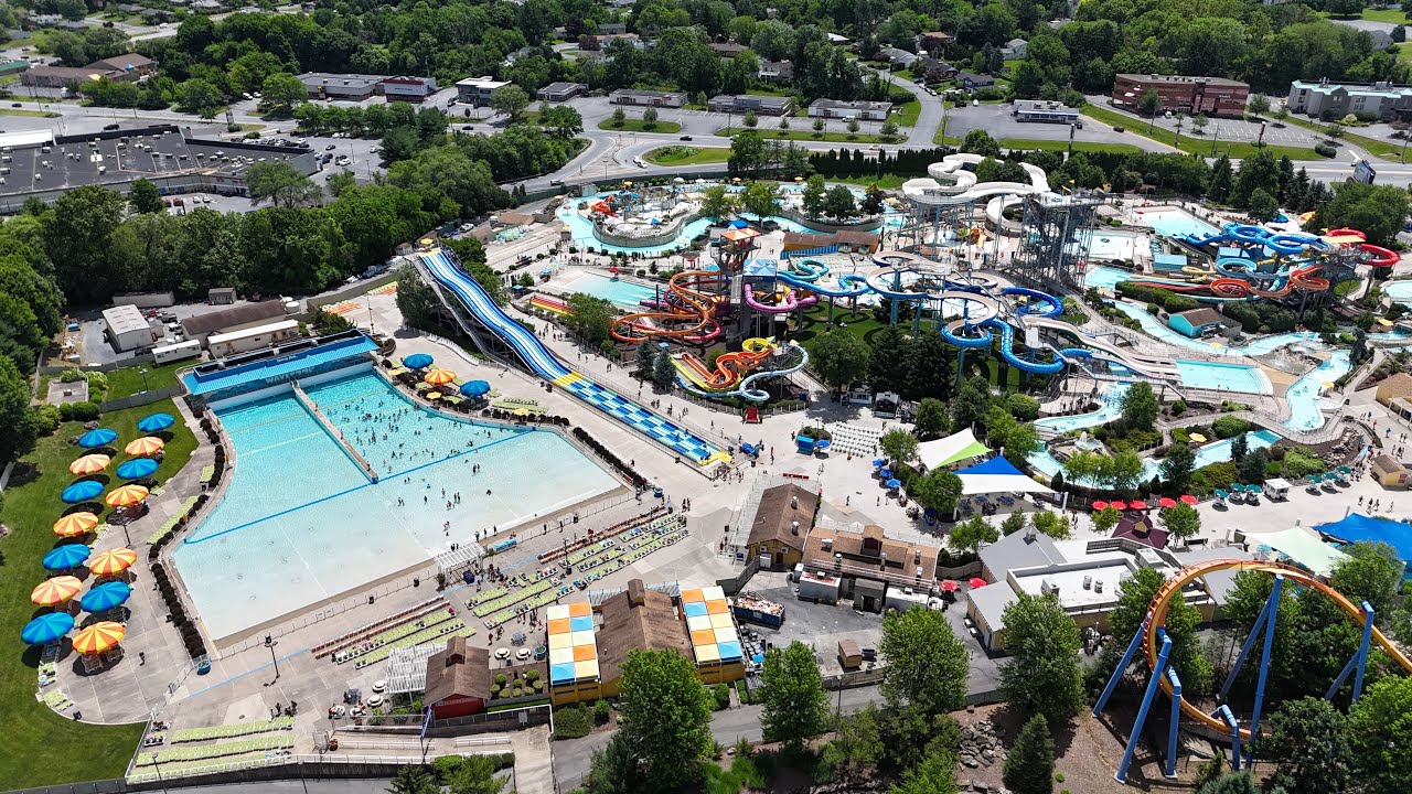 Dorney Park and Wildwater Kingdom by drone Allentown Pennsylvania USA ...