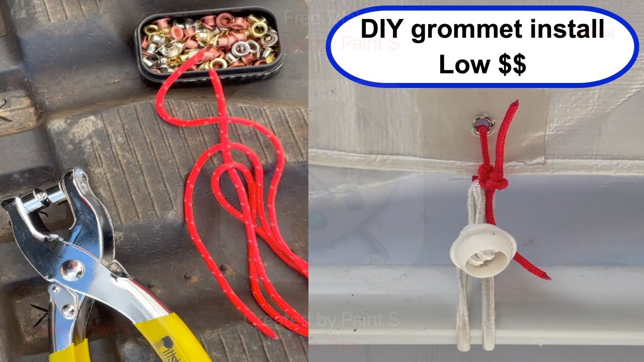 Car Canopy Tarp Garage Fix Using Harbor Freight Grommet Kit - YouTube