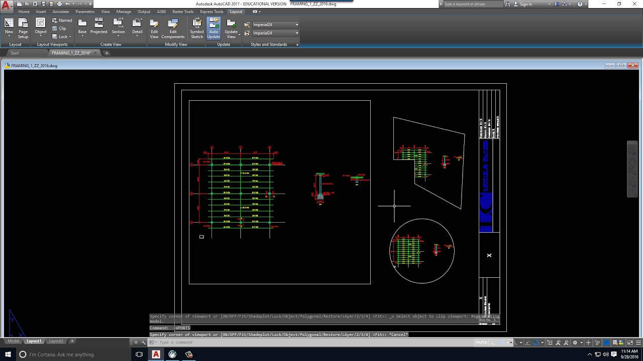Drafting 147 Framing Plan 1 AutoCAD Layouts 1 - YouTube
