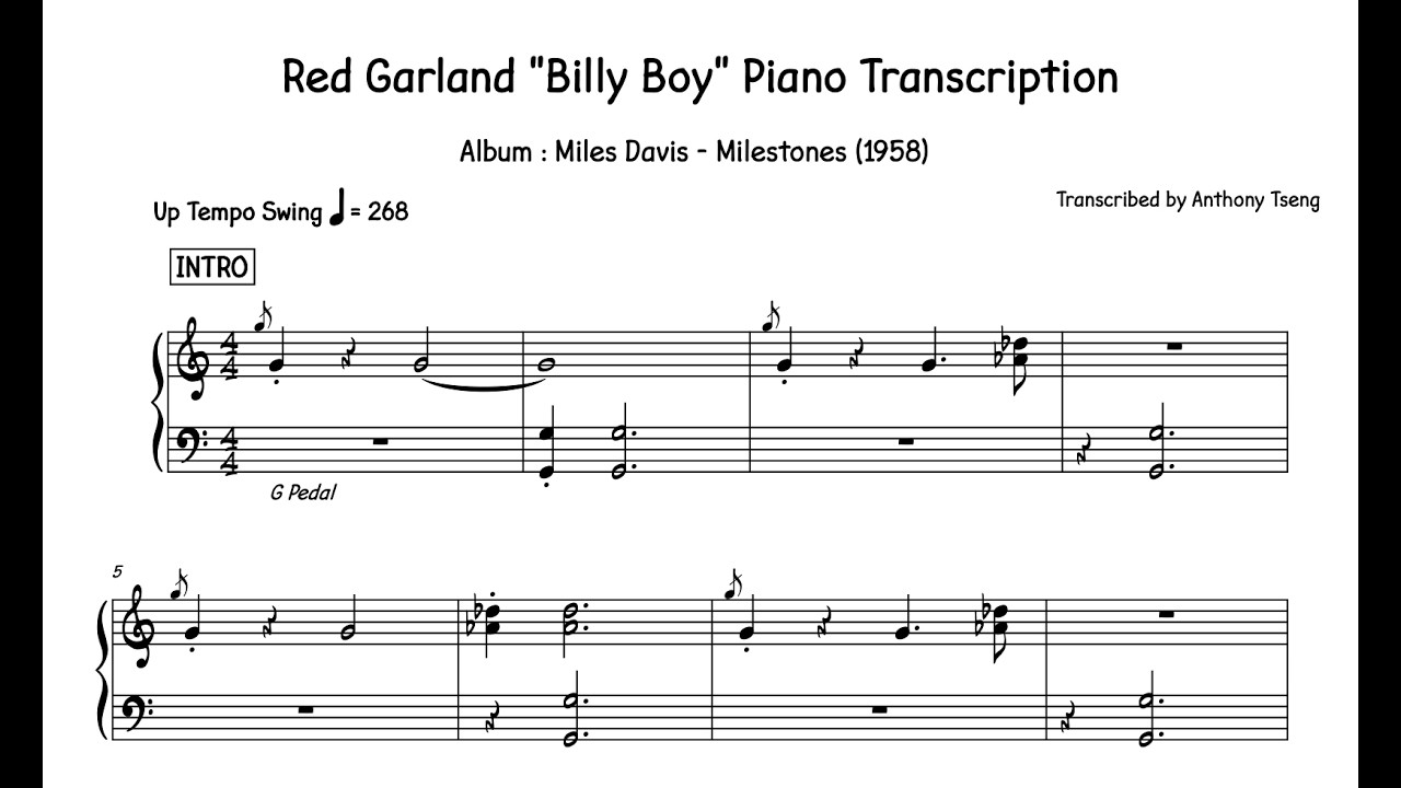 Red Garland "Billy Boy" Piano Transcription - YouTube