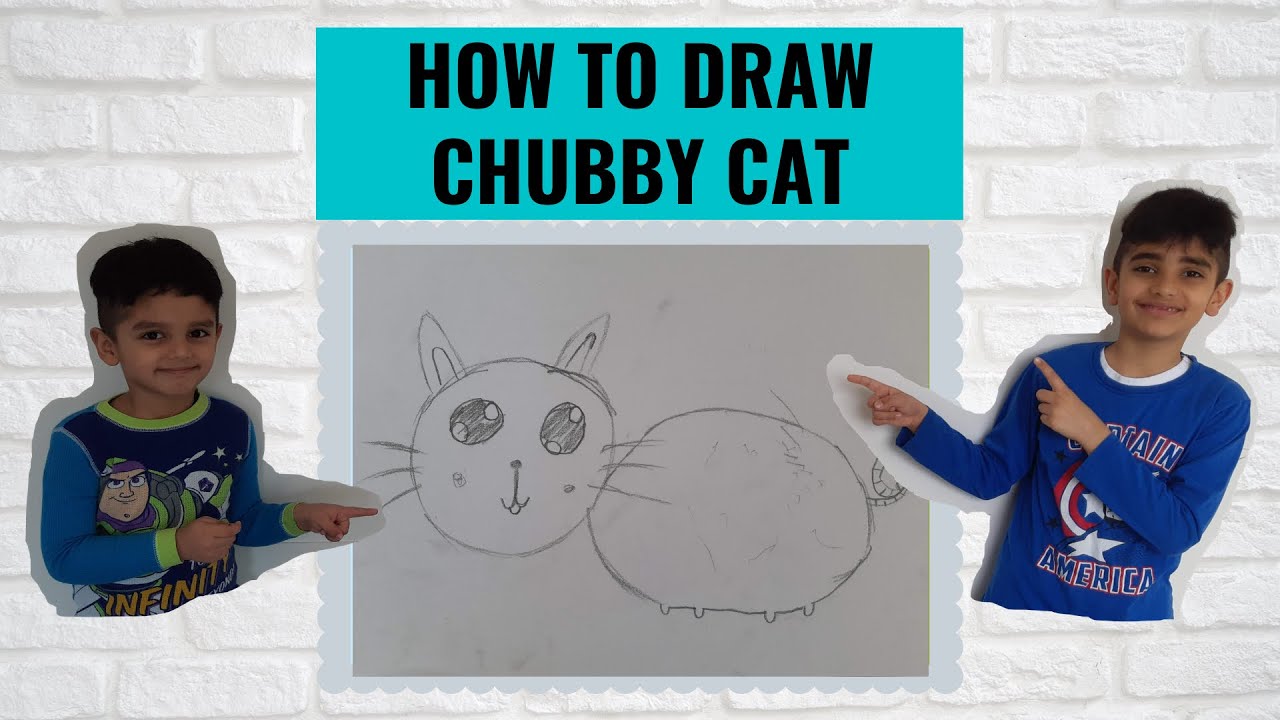 How to draw a chubby cat for kids | Simple sketch in 5 mins - YouTube