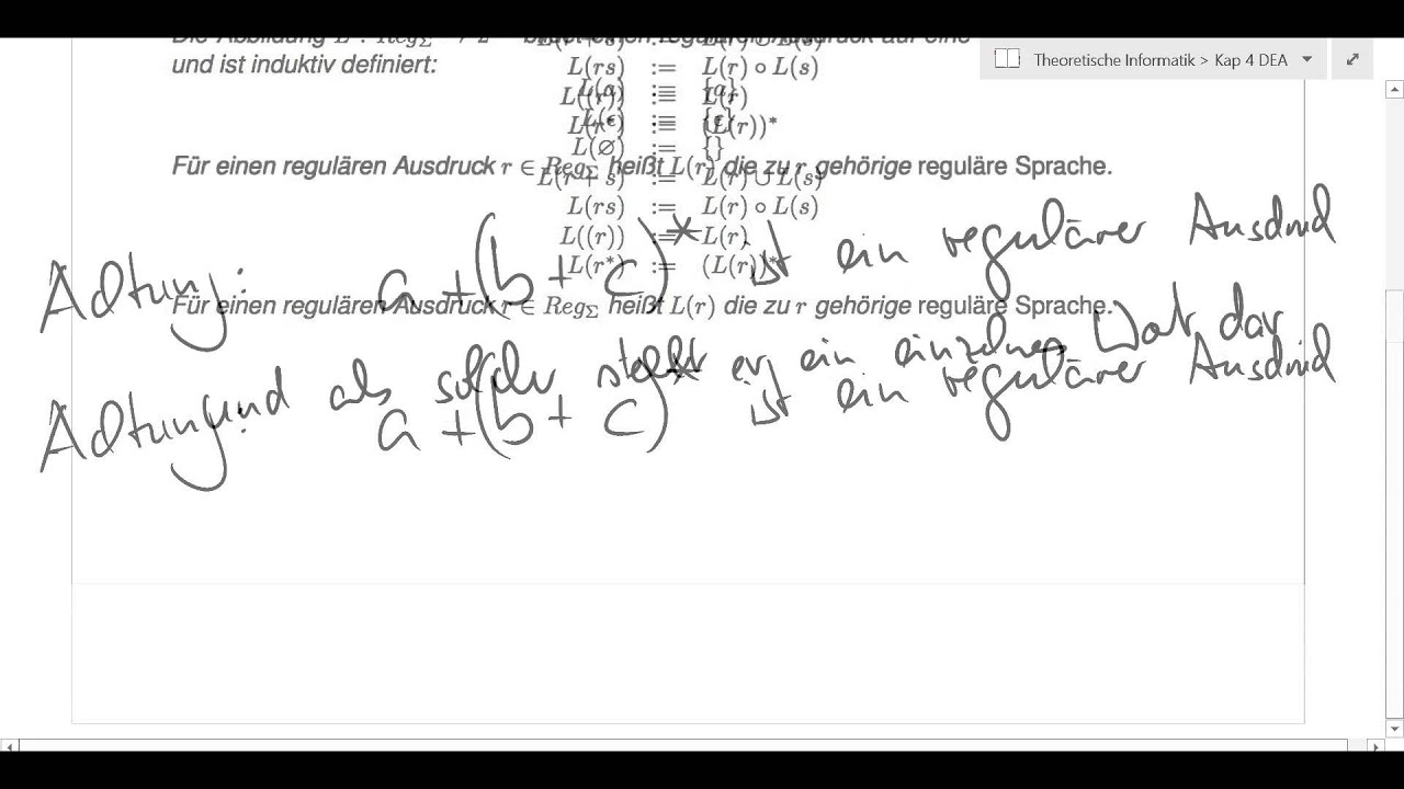 45. Video Theoretische Informatik WS 13/14 - Sprache eines regulären ...